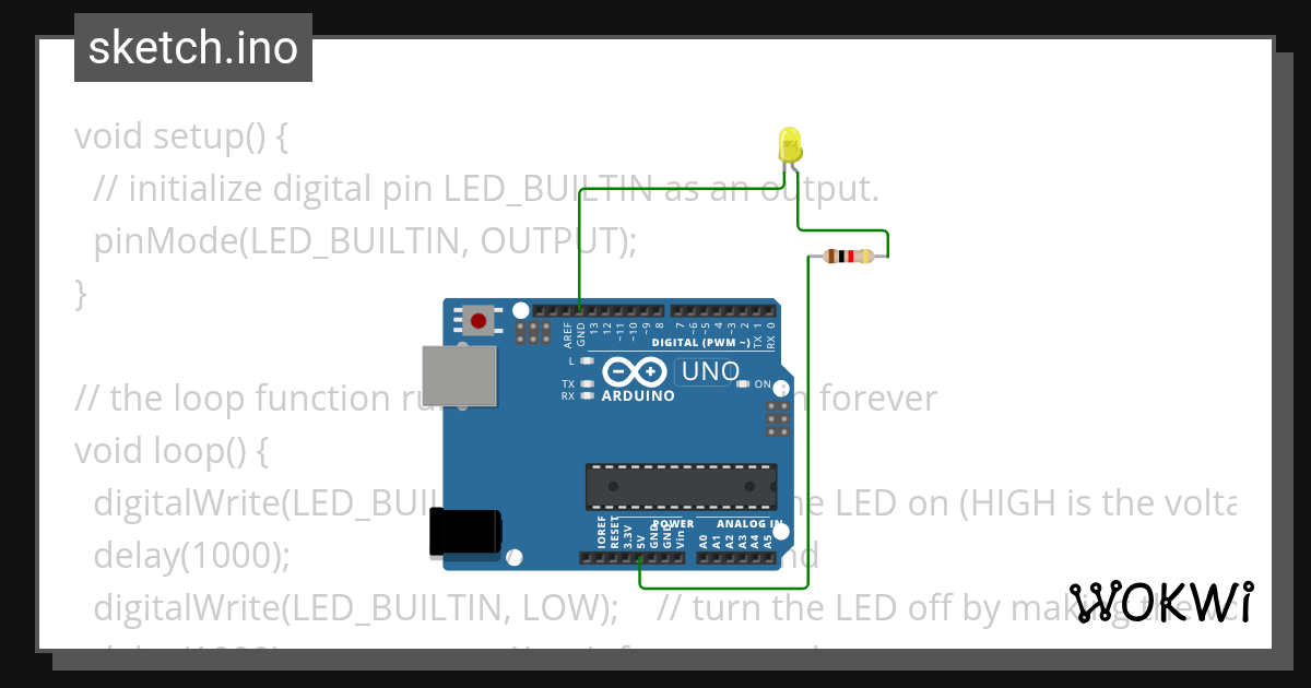 led blinking - Wokwi ESP32, STM32, Arduino Simulator