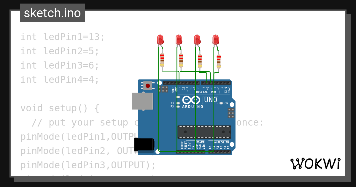 4 Blinking Led Copy Wokwi Esp32 Stm32 Arduino Simulator 2107