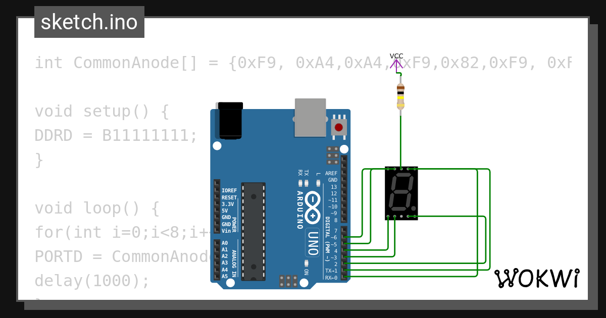Seven Seg Internal Resistor Reg No Wokwi Esp32 Stm32 Arduino Simulator
