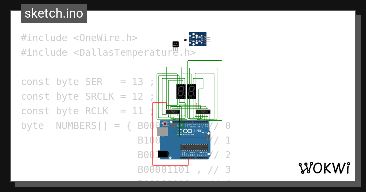 Tow Seven Segments Wokwi Esp32 Stm32 Arduino Simulator