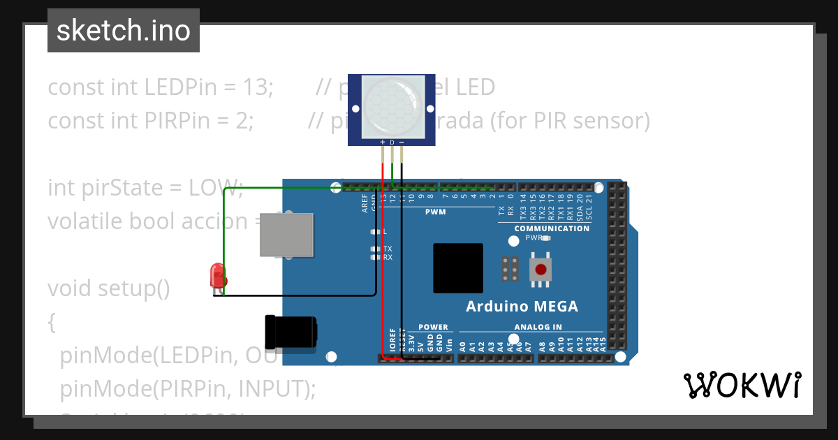 Arduino sensor motion - led Copy - Wokwi ESP32, STM32, Arduino Simulator Arduino sensor motion - led Copy - Wokwi ESP32, STM32, Arduino Simulator