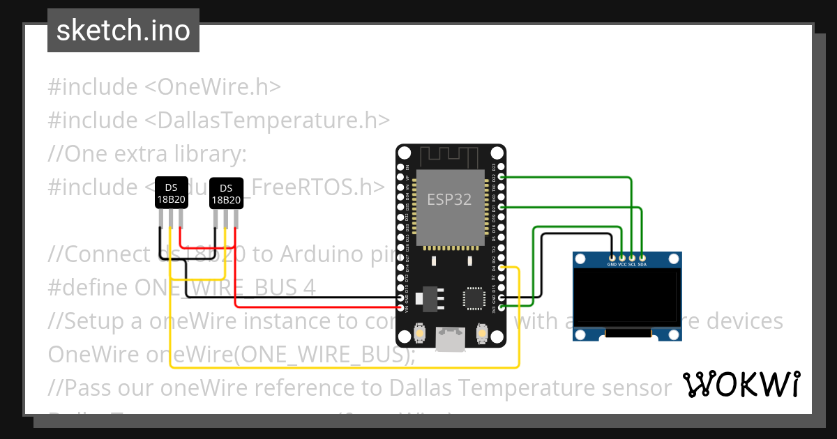 Dual temperature sensor with Blynk Copy - Wokwi ESP32, STM32, Arduino Simulator