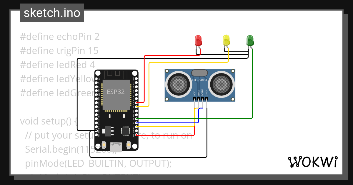 gemilang ultra sonic monitoring - Wokwi ESP32, STM32, Arduino Simulator