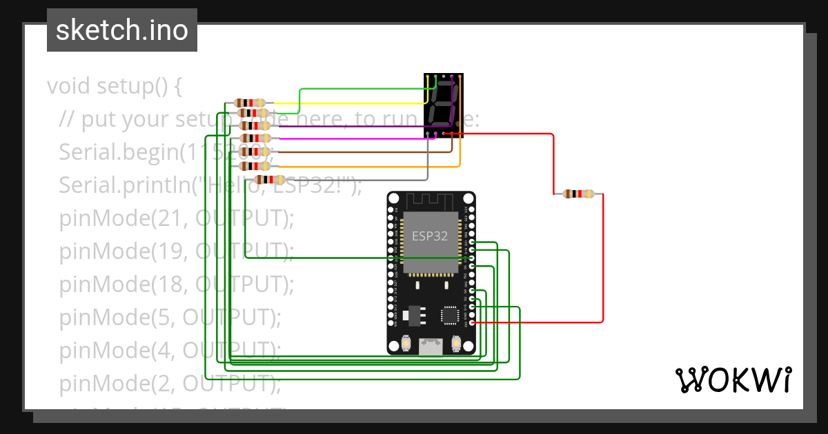 7segment Wokwi Esp32 Stm32 Arduino Simulator 