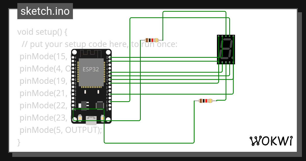 7 segment - Wokwi ESP32, STM32, Arduino Simulator