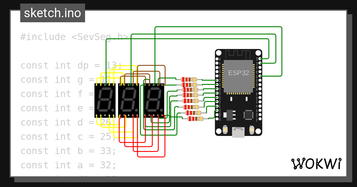 Segment Bergantian Wokwi Esp32 Stm32 Arduino Simulator 6517