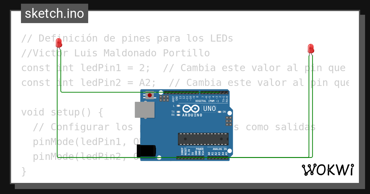 Dos Leds Wokwi Esp32 Stm32 Arduino Simulator