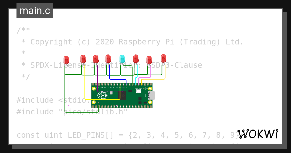 Pico Std Led Chaser Wokwi Esp32 Stm32 Arduino Simulator