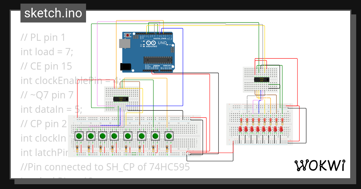 74165 And 74595 Combo Wokwi Esp32 Stm32 Arduino Simulator