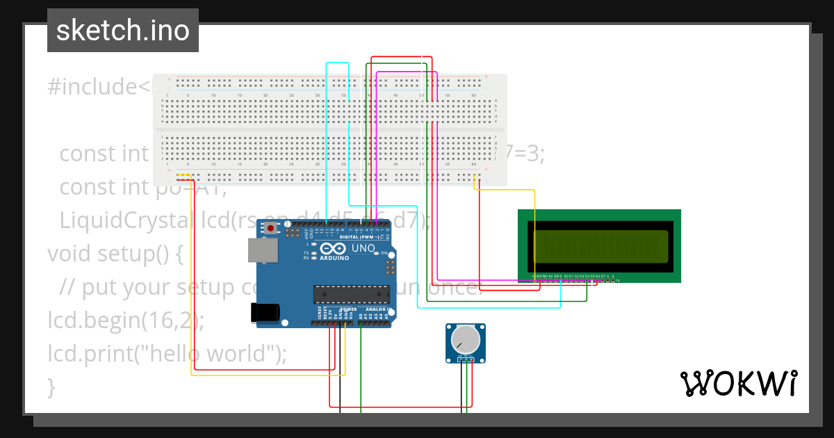 Interfacing of Lcd with PO - Wokwi ESP32, STM32, Arduino Simulator