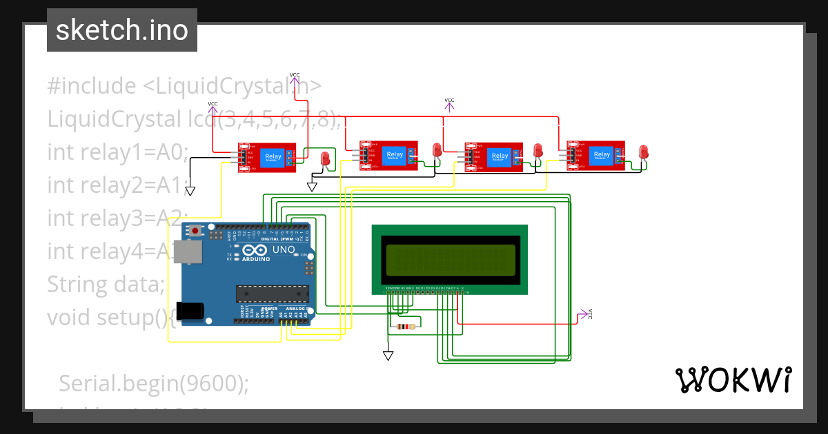 Relay With 4 Relays Wokwi Esp32 Stm32 Arduino Simulator