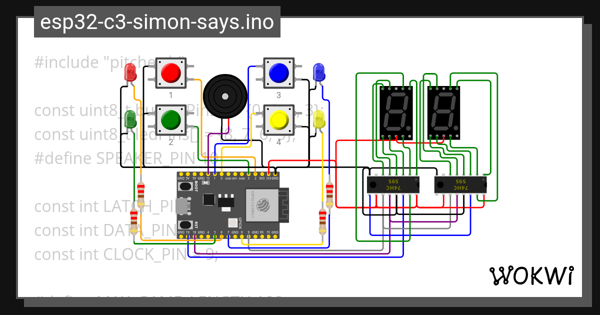 Simon Says ESP32-C3 Copy4 - Wokwi ESP32, STM32, Arduino Simulator