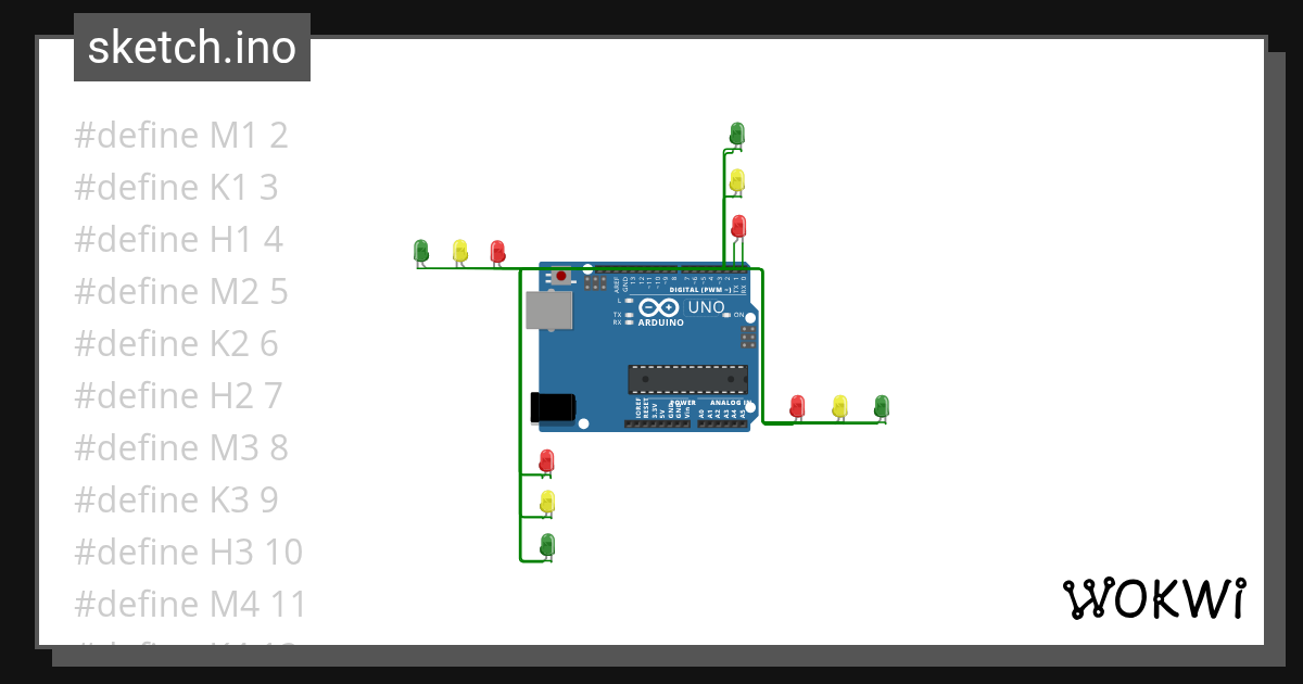 Lampu Merah Cabang 4 Wokwi Esp32 Stm32 Arduino Simulator 