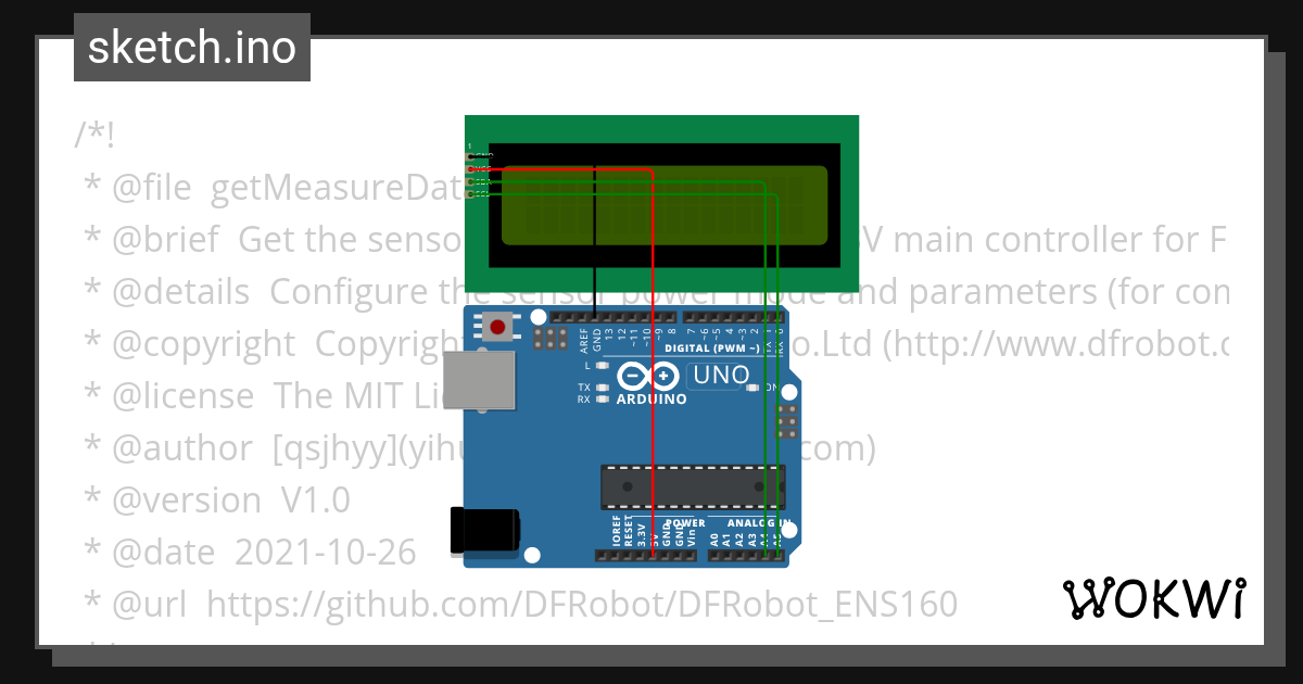 ENS160 Air Quality With LCD - Wokwi ESP32, STM32, Arduino Simulator