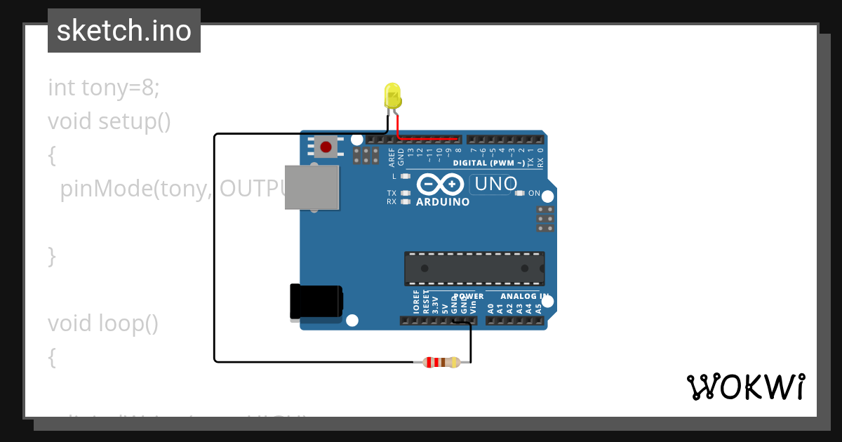 BLINKING LED - Wokwi ESP32, STM32, Arduino Simulator