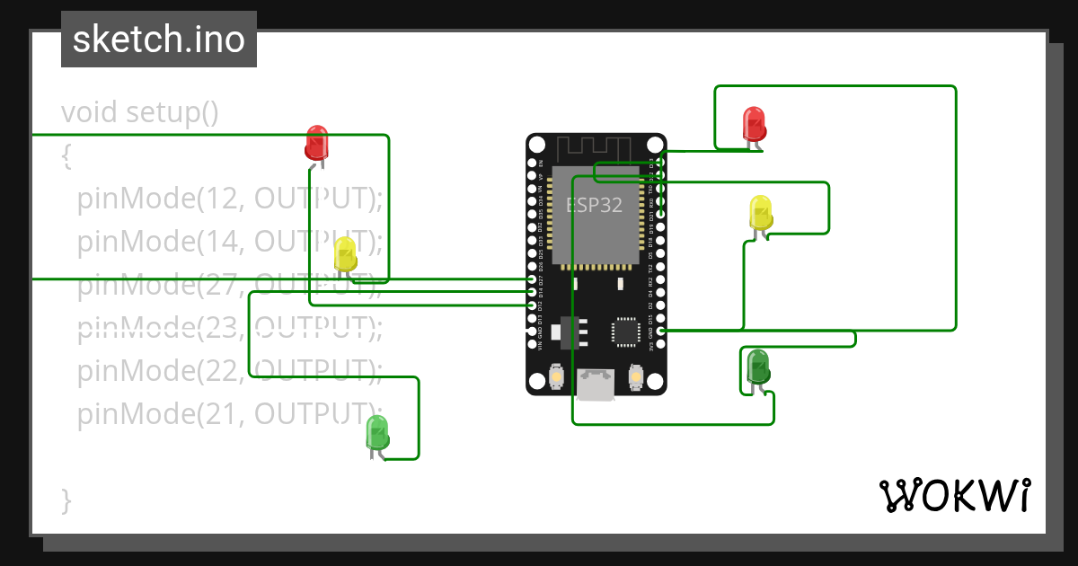 traffic light - Wokwi ESP32, STM32, Arduino Simulator