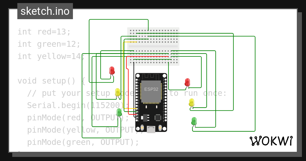 Traffic Light Wokwi Esp32 Stm32 Arduino Simulator 8186