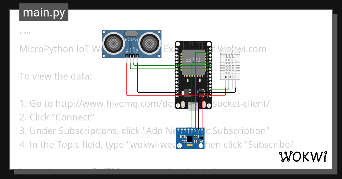 MicroPython MQTT Weather Logger (ESP32) IoT Tarea 2 - Wokwi ESP32, STM32, Arduino Simulator