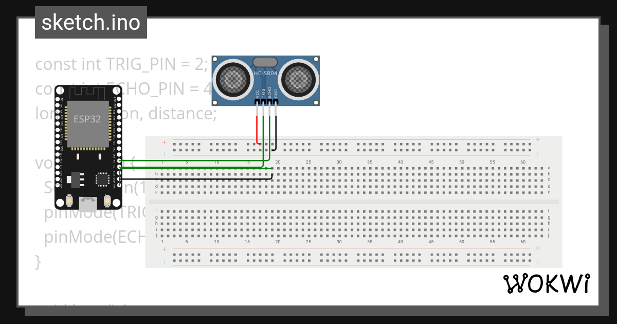 Ultrasonic Reading - Wokwi ESP32, STM32, Arduino Simulator Ultrasonic Reading - Wokwi ESP32, STM32, Arduino Simulator