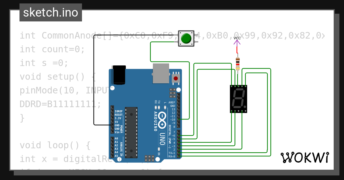 Seven Segment Using Switch Wokwi Esp32 Stm32 Arduino Simulator