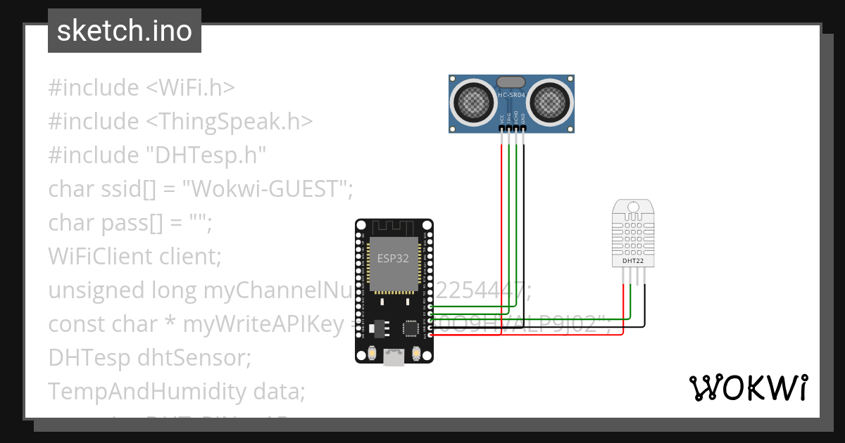 ESP DHT ,Ultrasonic to Cloud Copy (3) day2 - Wokwi ESP32, STM32, Arduino Simulator