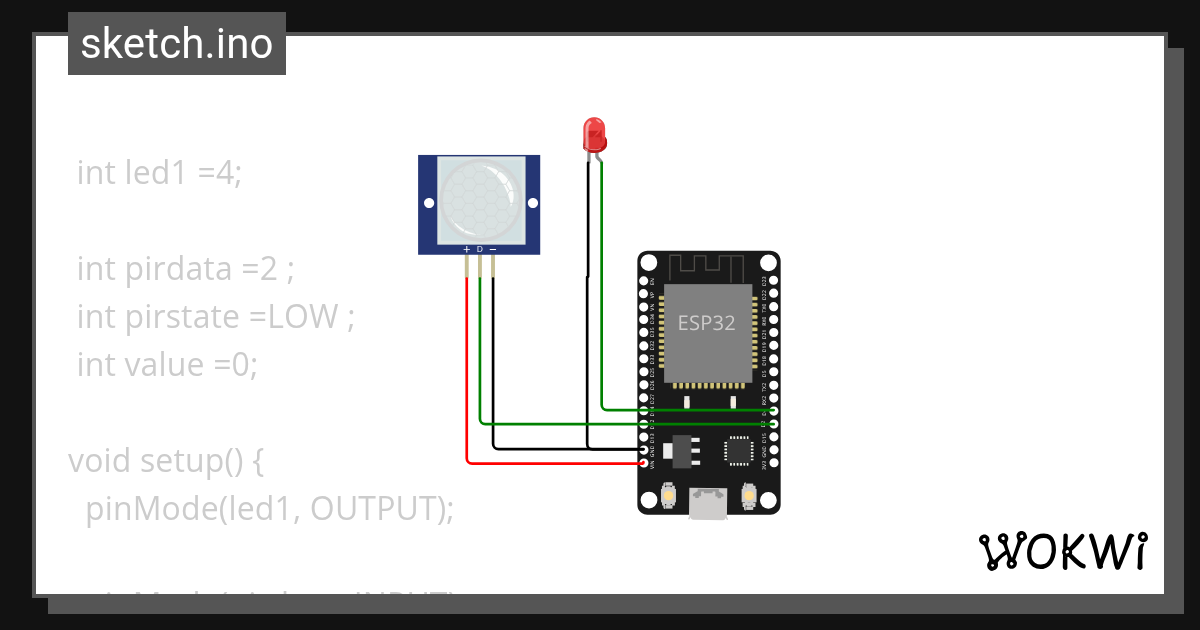 Led Pir Sensor Copy Wokwi Esp32 Stm32 Arduino Simulator