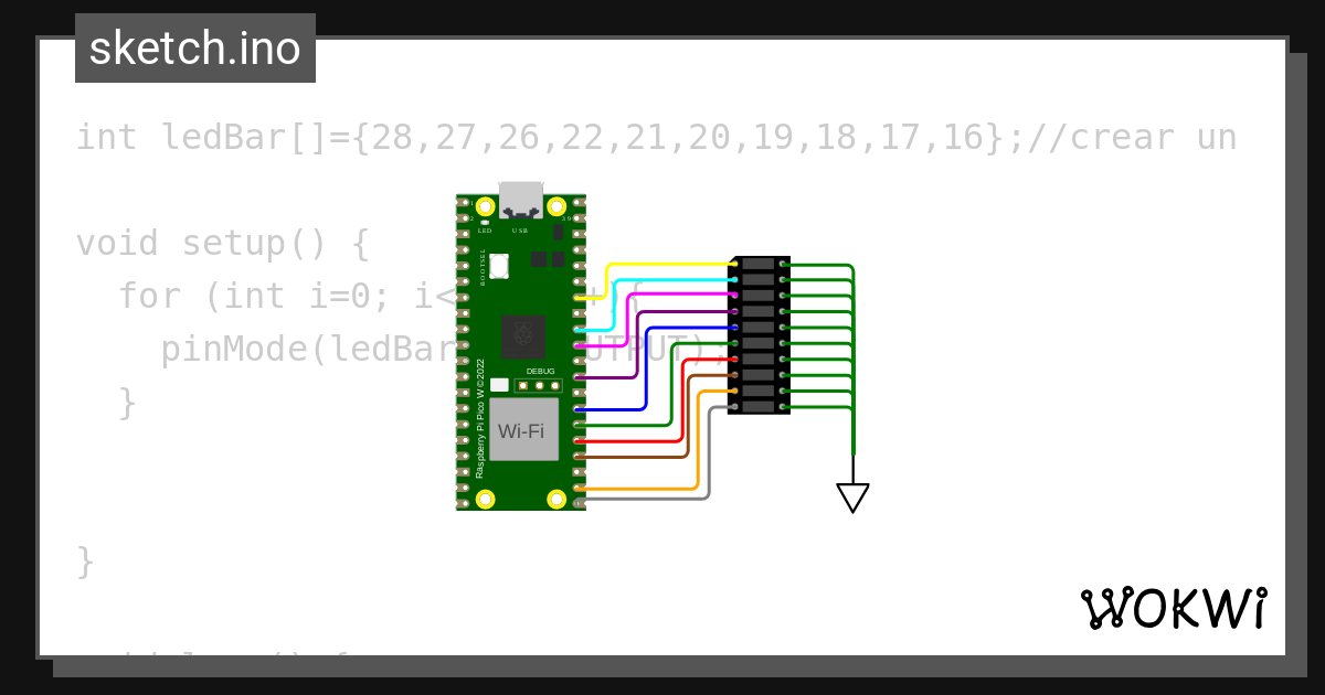 Practica 5 Ledbar Wokwi Esp32 Stm32 Arduino Simulator