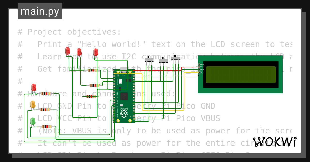 Raspberry Pi Pico Lcd I2c Hello World Copy 2 Wokwi Esp32 Stm32 Arduino Simulator