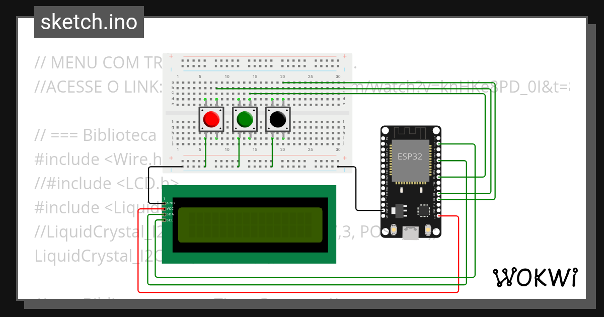 Menu com 3 botoes esp - Wokwi ESP32, STM32, Arduino Simulator