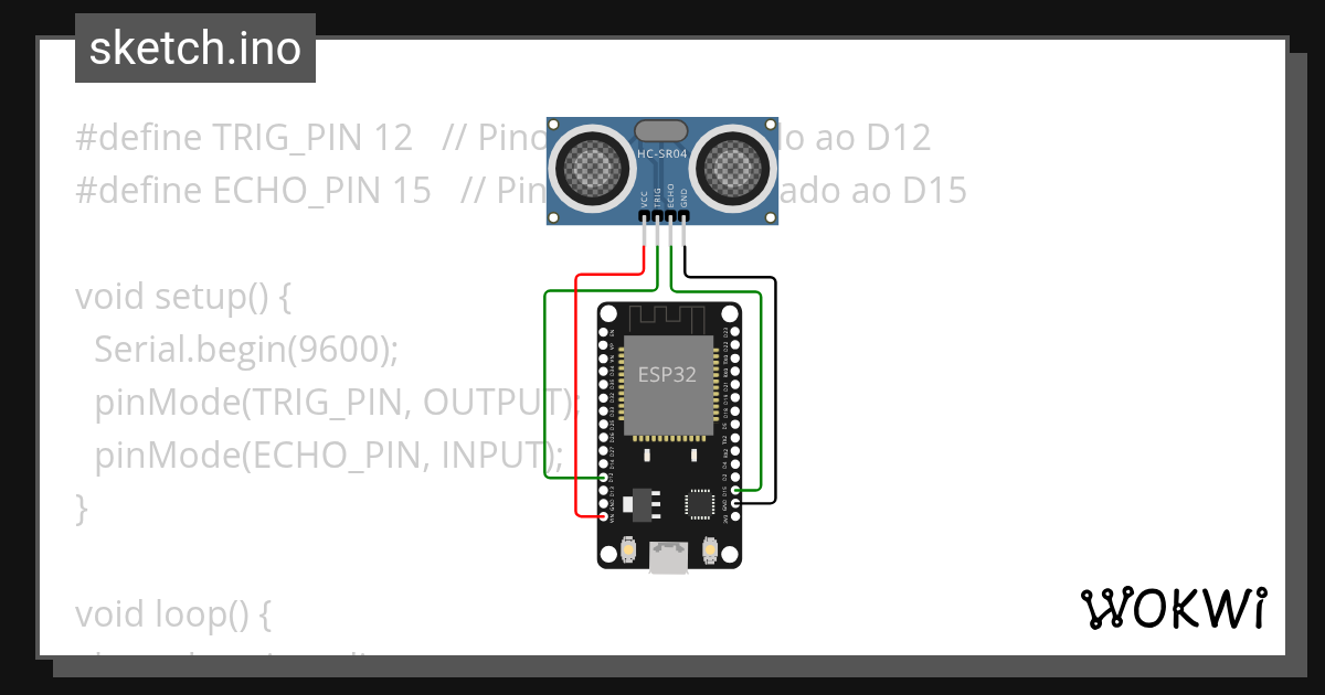 Sensor Ultrassônico Wokwi Esp32 Stm32 Arduino Simulator 9970
