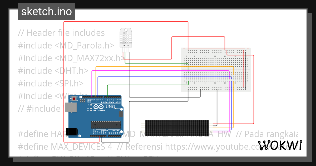 OKZ-g8_DHT22-dotMatrixMax7210 - Wokwi ESP32, STM32, Arduino Simulator