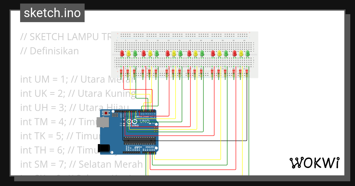 Simulasi trafic boreUp - Wokwi ESP32, STM32, Arduino Simulator