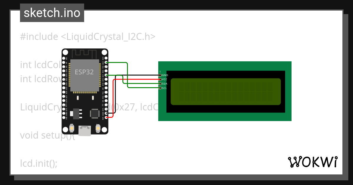 lcd I2C - Wokwi ESP32, STM32, Arduino Simulator