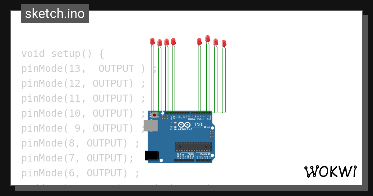 8 Lamp Wokwi Esp32 Stm32 Arduino Simulator 