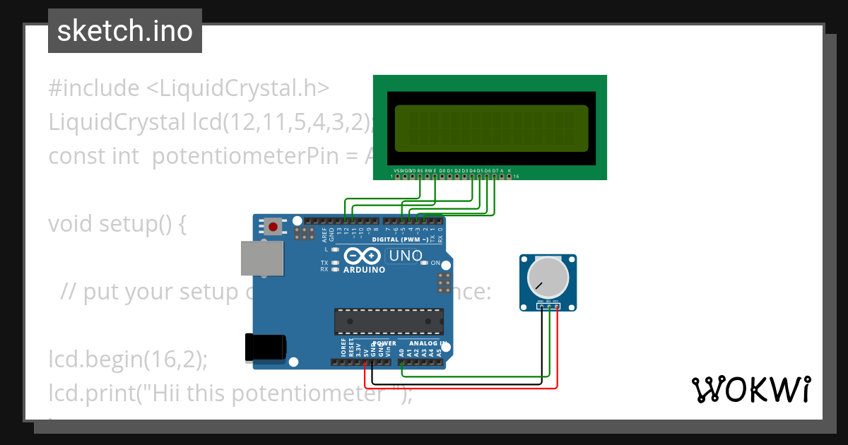 potentiometer Reading - Wokwi ESP32, STM32, Arduino Simulator