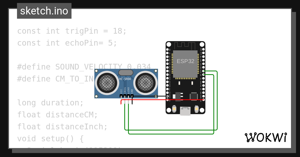 Ultra Sonic Distance Wokwi Esp32 Stm32 Arduino Simulator 
