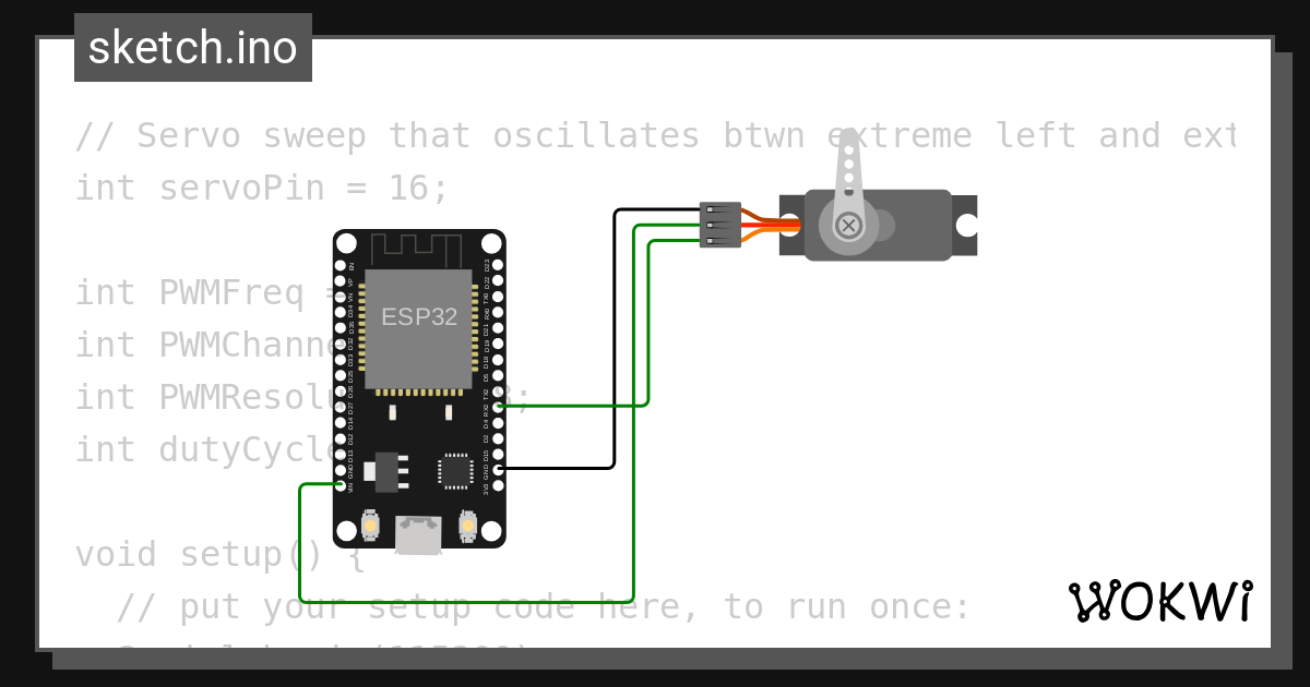 Servo Sweep Wokwi Esp32 Stm32 Arduino Simulator