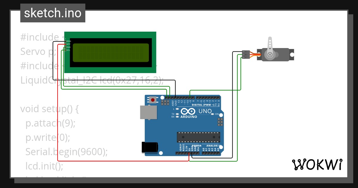 servo&lcd - Wokwi ESP32, STM32, Arduino Simulator