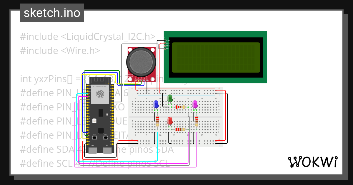 Controlando LEDs com Joystick_02 - Wokwi ESP32, STM32, Arduino Simulator