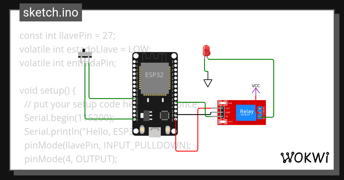 Relé Con Led Wokwi Esp32 Stm32 Arduino Simulator 4522