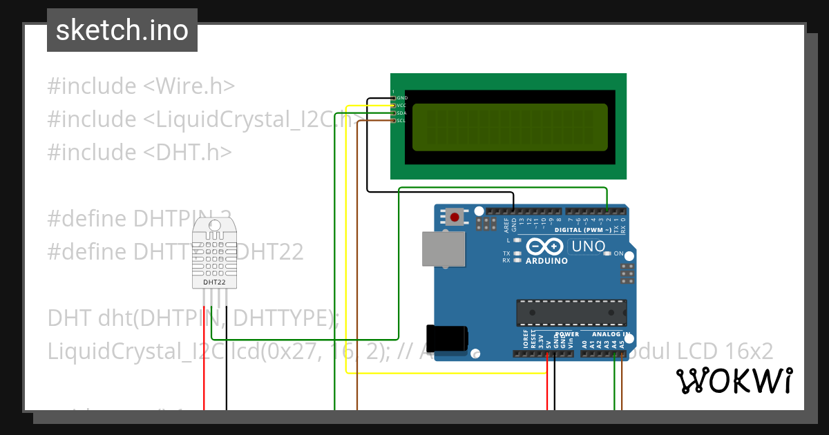 SENSOR SUHU DAN KELEMBAPAN - Wokwi ESP32, STM32, Arduino Simulator