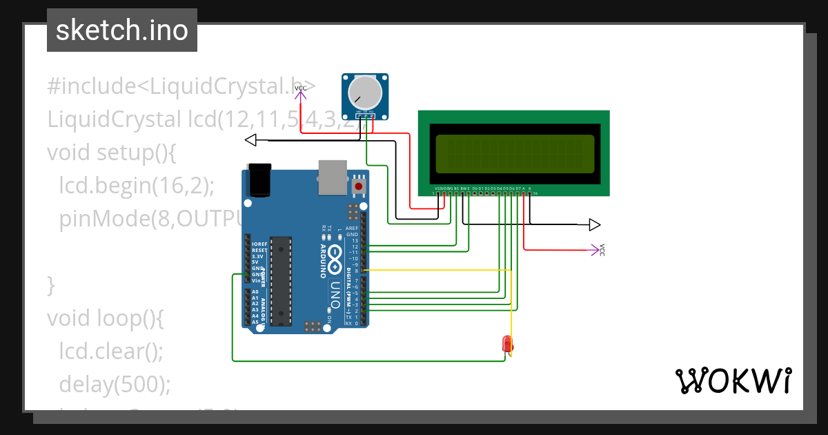 LCD with Arduiono 4 bit Auto Screen - Wokwi ESP32, STM32, Arduino Simulator