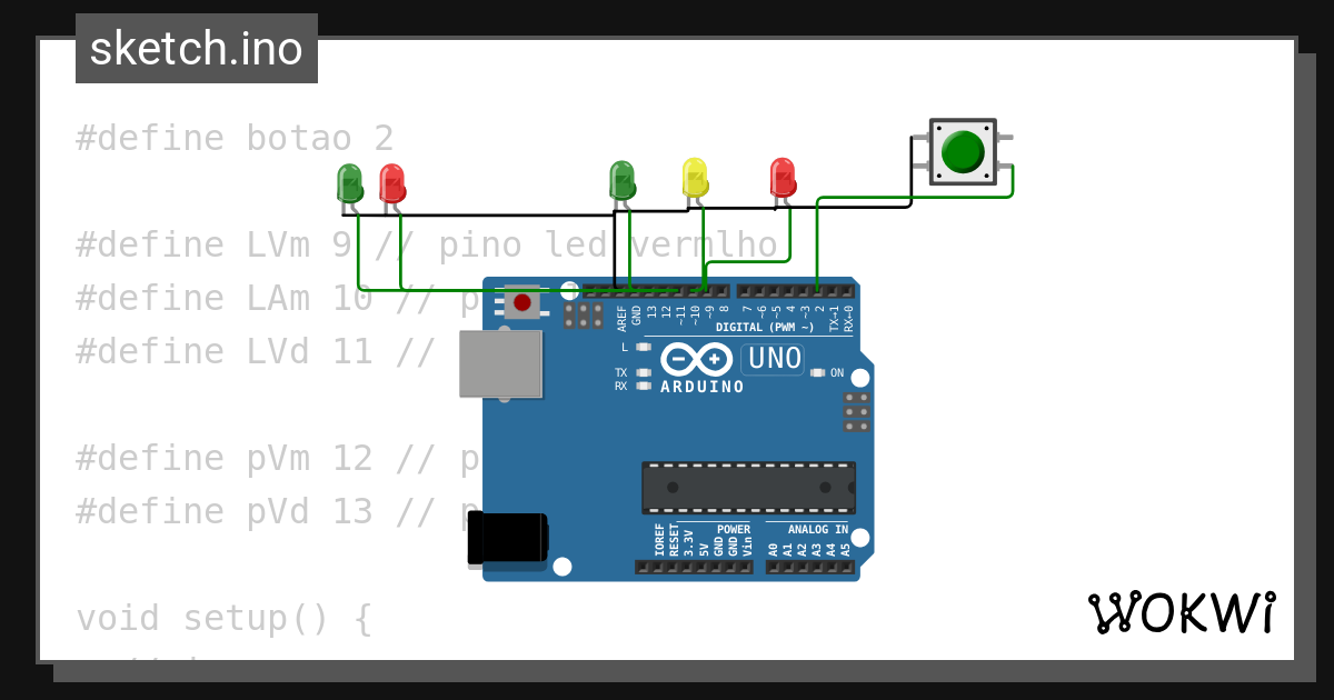 Semáforo Com Pedestre Wokwi Esp32 Stm32 Arduino Simulator