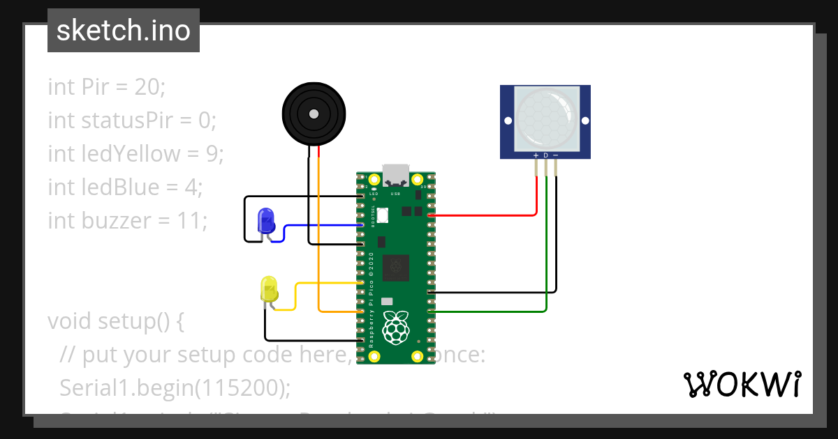 Pir Led Wokwi Esp32 Stm32 Arduino Simulator
