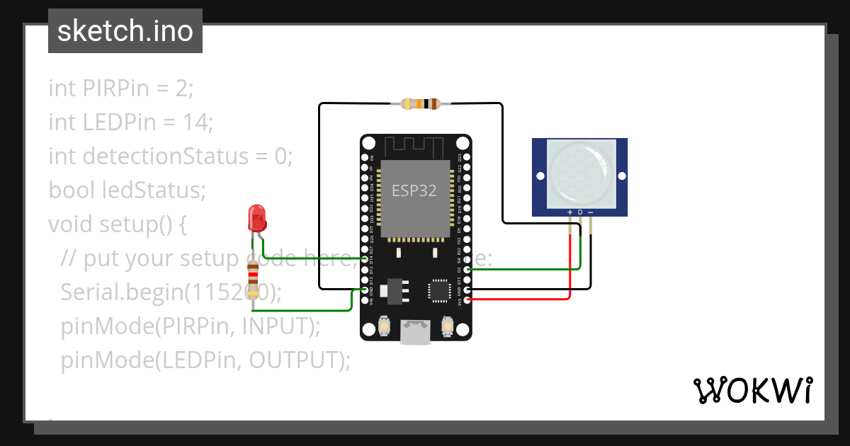 ESP32-PIR-Blink - Wokwi ESP32, STM32, Arduino Simulator
