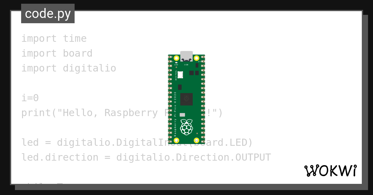 Pico Bin Led Blink Circuitpython Wokwi Esp32 Stm32 Arduino Simulator 0137