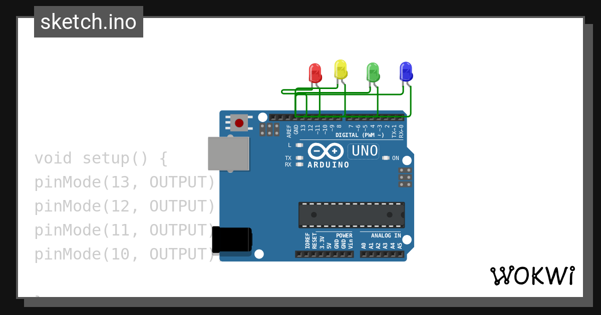Led ไฟวิ่ง 2 Wokwi Esp32 Stm32 Arduino Simulator