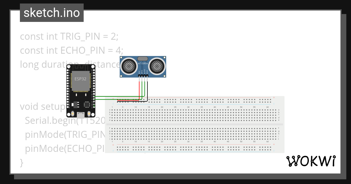 ultrasonic reading - Wokwi ESP32, STM32, Arduino Simulator