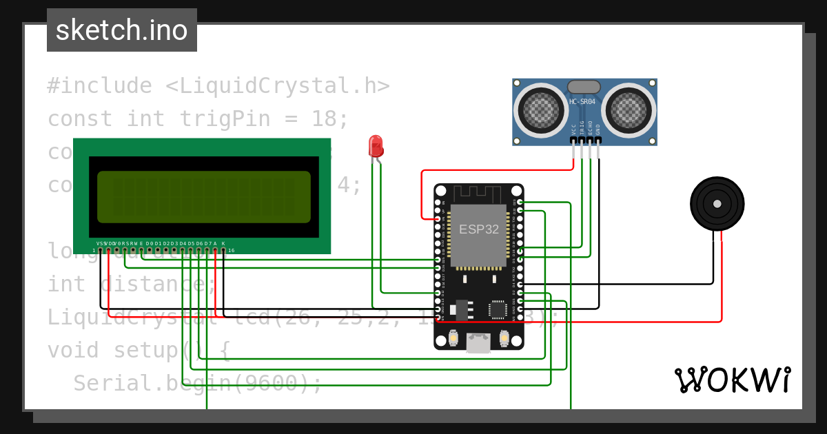 Ultrasonic With Buzzer Copy Wokwi Esp32 Stm32 Arduino Simulator