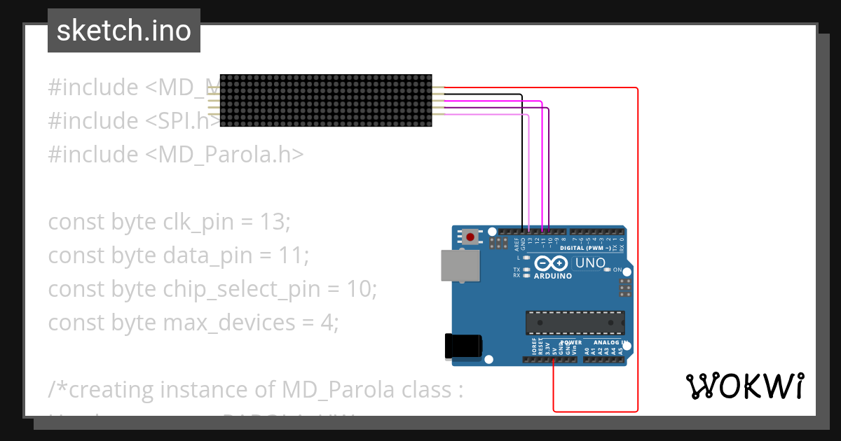 Dot Matrix code 2 - Wokwi ESP32, STM32, Arduino Simulator